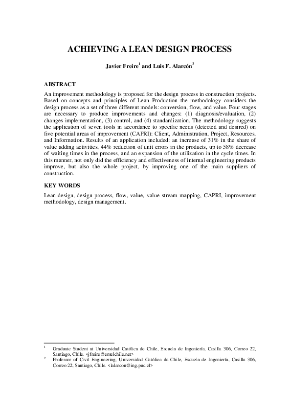 (PDF) Achieving a Lean Design Process