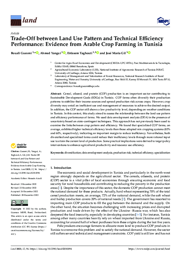 (PDF) Trade-Off between Land Use Pattern and Technical Efficiency ...