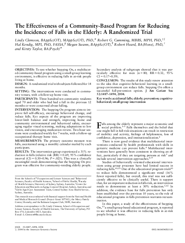 (PDF) The Effectiveness of a Community-Based Program for Reducing the ...