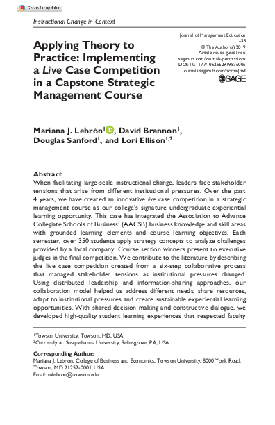 (PDF) Applying Theory to Practice: Implementing a Live Case Competition ...