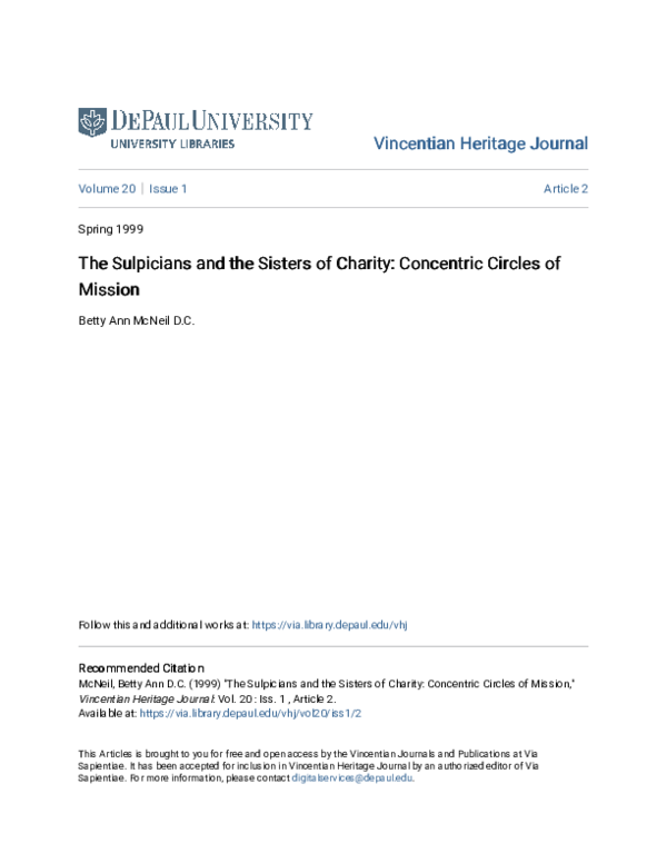 (PDF) The Sulpicians and the Sisters of Charity: Concentric Circles of ...