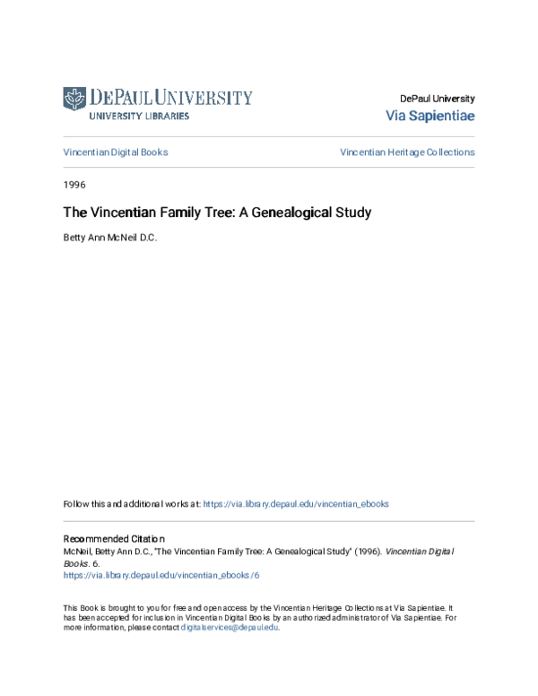 (PDF) The Vincentian Family Tree: A Genealogical Study | Betty Ann ...