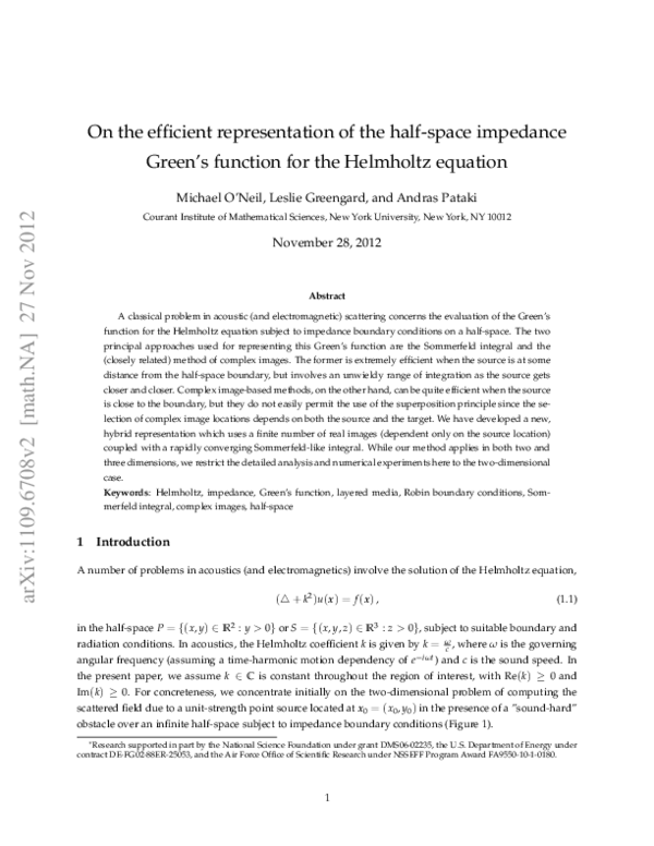 (PDF) On the efficient representation of the half-space impedance Green ...