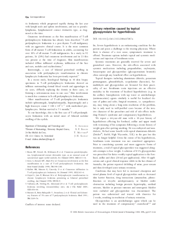 (PDF) Urinary retention caused by topical glycopyrrolate for ...