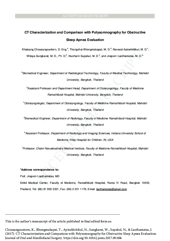 (PDF) Computed Tomography Characterization and Comparison With Polysomnography for Obstructive ...