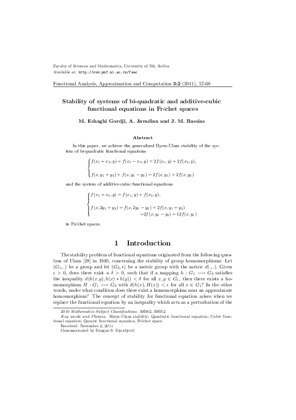 (PDF) Stability of systems of bi-quadratic and additive-cubic ...