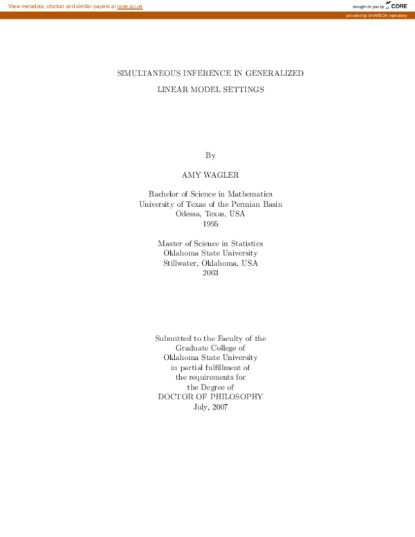 (PDF) Simultaneous inference in generalized linear model settings | Amy ... (PDF) Simultaneous inference in generalized linear model settings | Amy ...