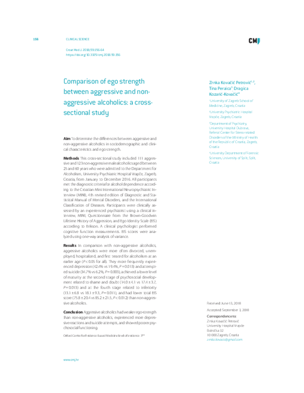 (PDF) Comparison of ego strength between aggressive and non-aggressive ...