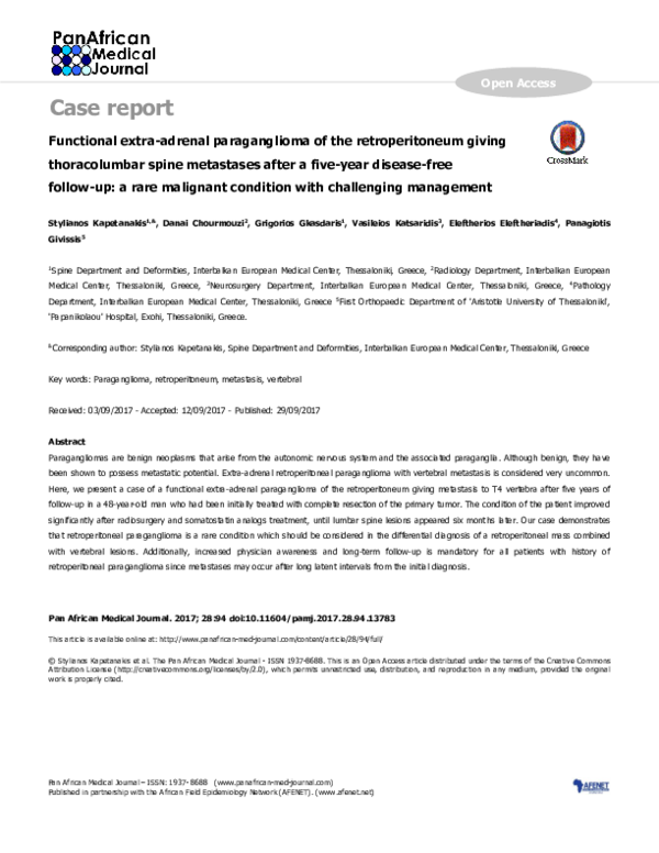 (PDF) Functional extra-adrenal paraganglioma of the retroperitoneum ...