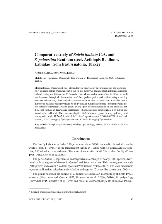 (PDF) A comparative study on the two species of the genus Salvia L ...