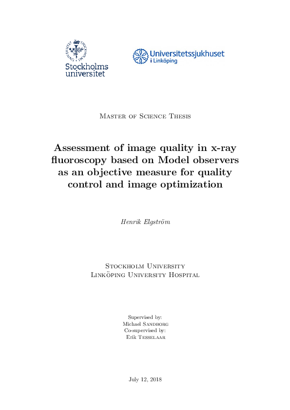 (PDF) Assessment of image quality in x-ray fluoroscopy based on Model ...