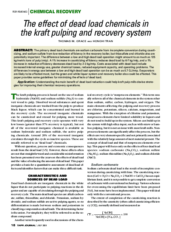 (PDF) The effect of dead load chemicals in the kraft pulping and ...