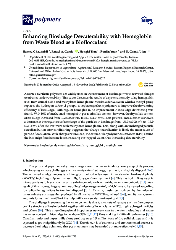 (PDF) Enhancing Biosludge Dewaterability with Hemoglobin from Waste ...