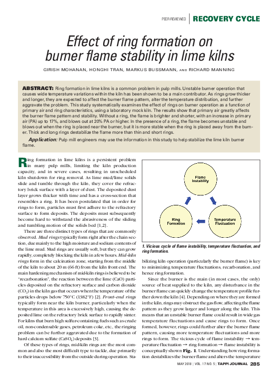 (PDF) Effect of ring formation on burner flame stability in lime kilns