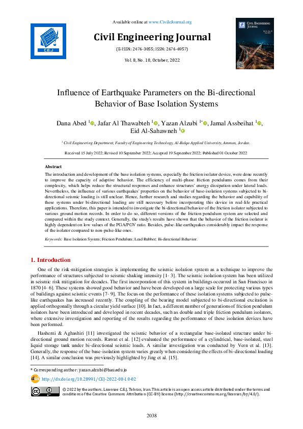 (PDF) Influence of Earthquake Parameters on the Bi-directional Behavior ...