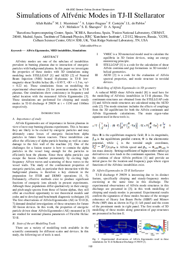 (PDF) Simulations of Alfvénic modes in TJ-II Stellarator
