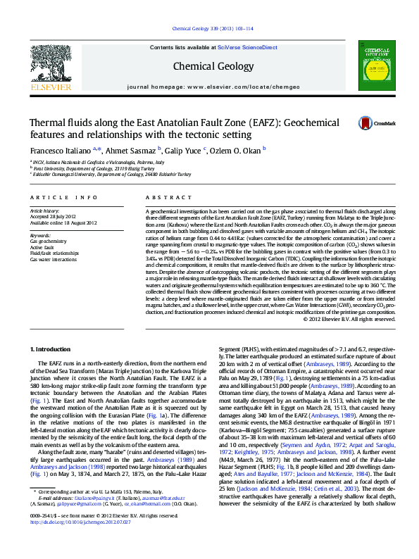 (PDF) Thermal fluids along the East Anatolian Fault Zone (EAFZ ...