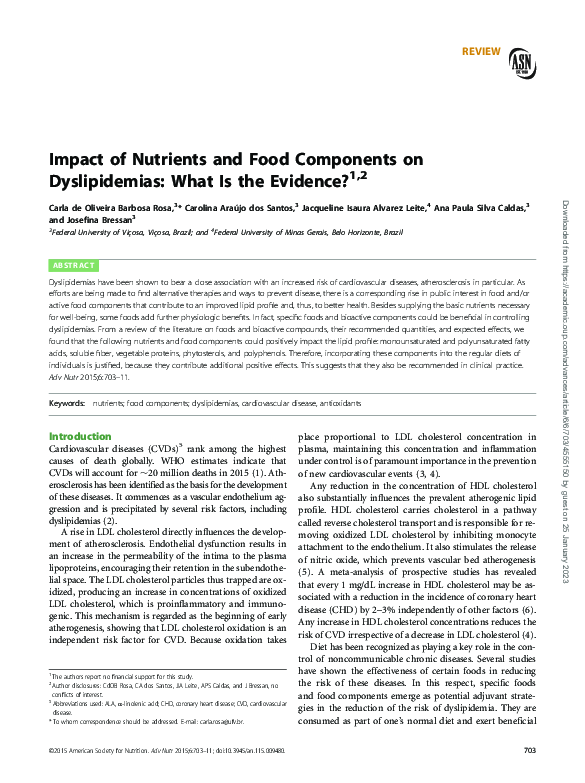 (PDF) Impact of Nutrients and Food Components on Dyslipidemias: What Is ...