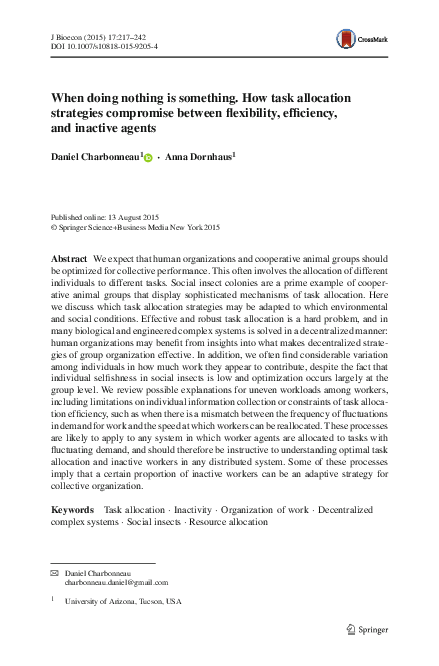(PDF) When doing nothing is something. How task allocation strategies compromise between ...