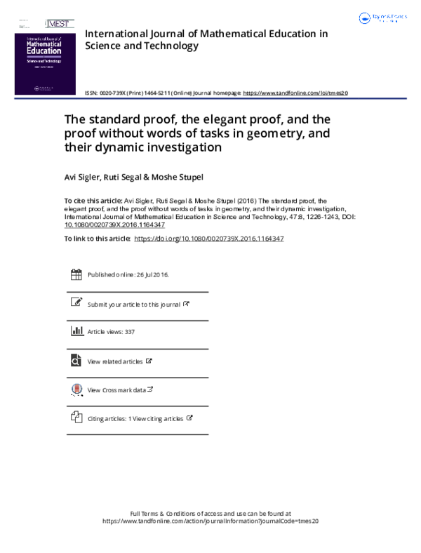 (PDF) The standard proof, the elegant proof, and the proof without ...