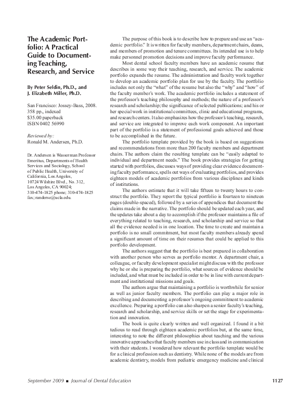 (PDF) The Academic Portfolio: A Practical Guide to Documenting Teaching ...