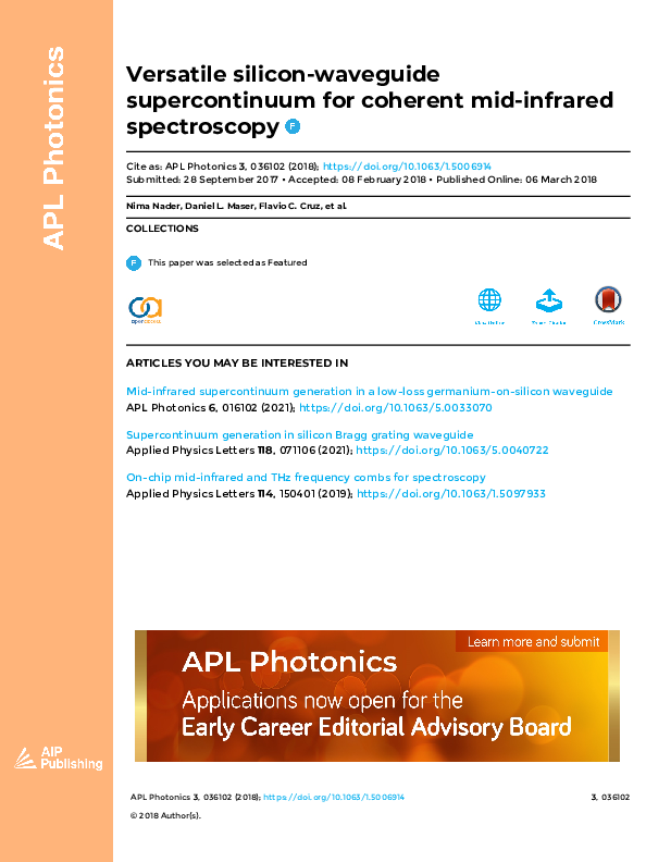 (PDF) Versatile silicon-waveguide supercontinuum for coherent mid-infrared spectroscopy