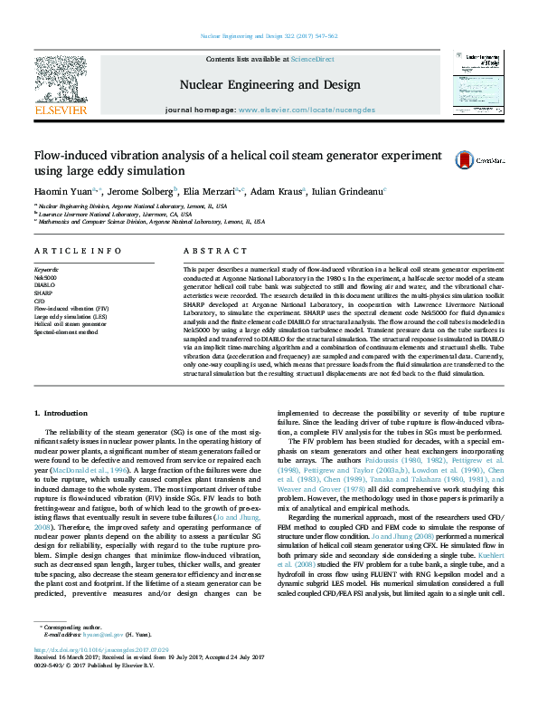 (PDF) Flow-induced vibration analysis of a helical coil steam generator ...