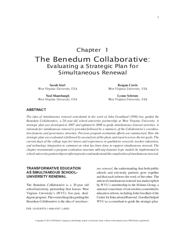 (PDF) The Benedum Collaborative