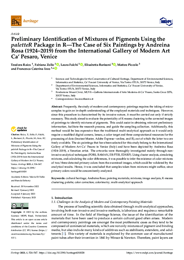 (PDF) Preliminary Identification of Mixtures of Pigments Using the ...