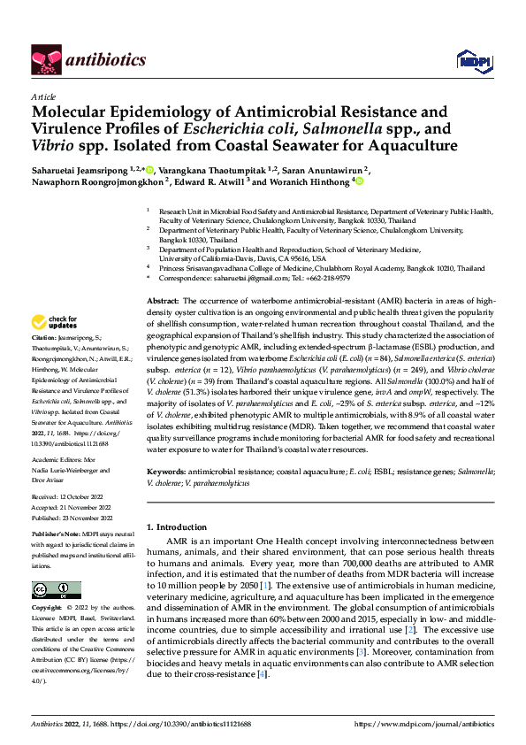 Pdf Molecular Epidemiology Of Antimicrobial Resistance And Virulence