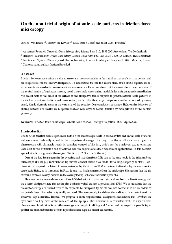 1-On the non-trivial origin of atomic-scale patterns in friction force microscopy