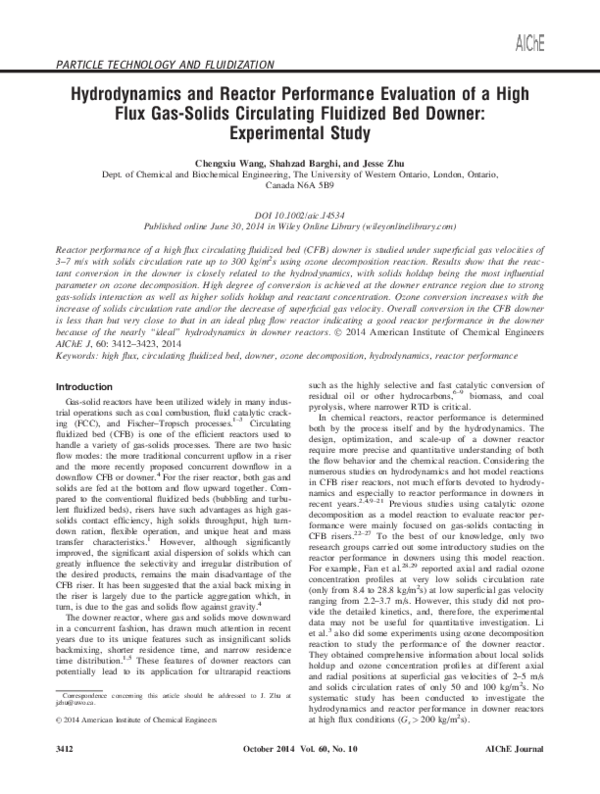 (PDF) Hydrodynamics and reactor performance evaluation of a high flux gas-solids circulating ...