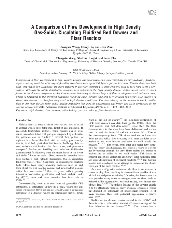 (PDF) A comparison of flow development in high density gas-solids circulating fluidized bed ...