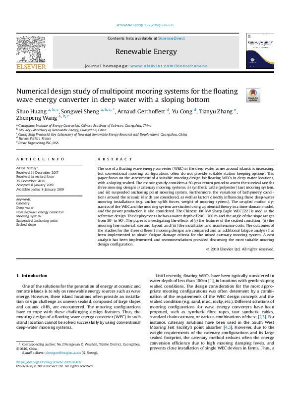 (PDF) Numerical design study of multipoint mooring systems for the floating wave energy ...
