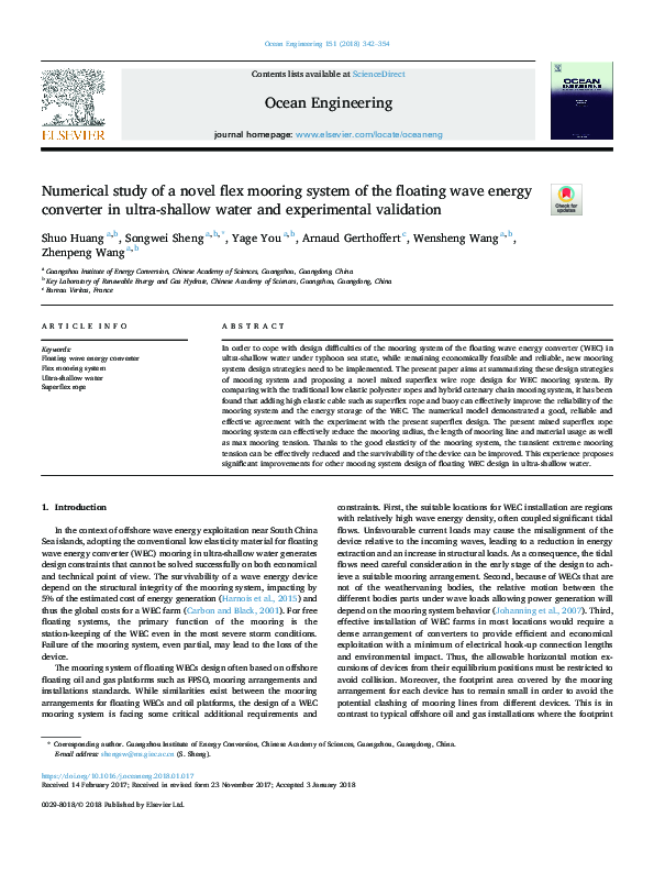 (PDF) Numerical study of a novel flex mooring system of the floating wave energy converter in ...