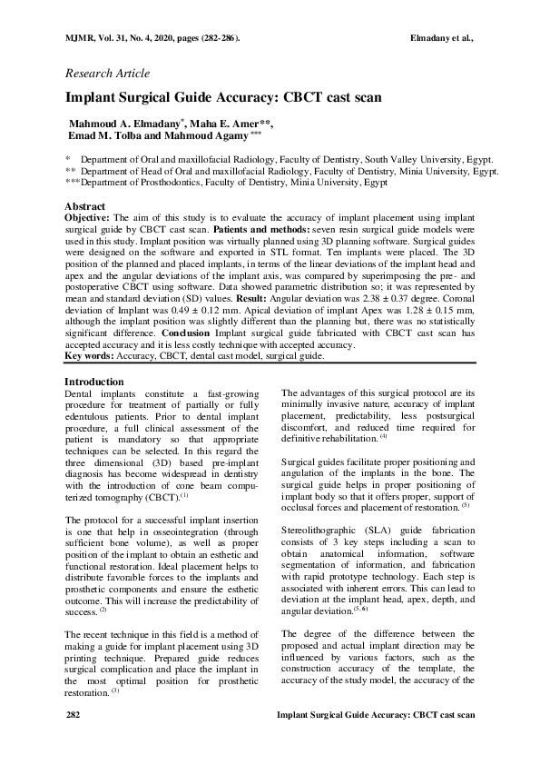 (PDF) Implant Surgical Guide Accuracy: CBCT cast scan