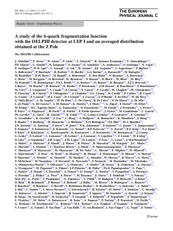 (PDF) A study of the b-quark fragmentation function with the DELPHI detector at LEP I and an ...