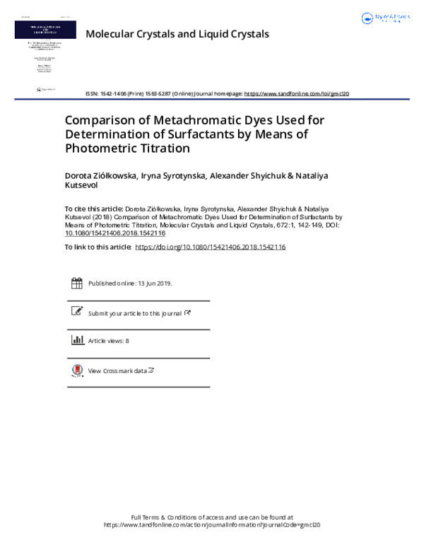 (PDF) Comparison of Metachromatic Dyes Used for Determination of ...
