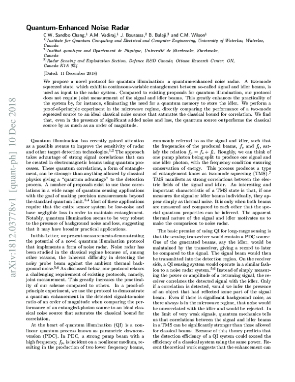 (PDF) Quantum-enhanced noise radar