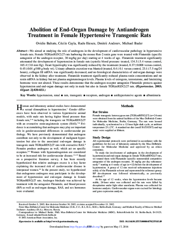 (PDF) Abolition of End-Organ Damage by Antiandrogen Treatment in Female ...