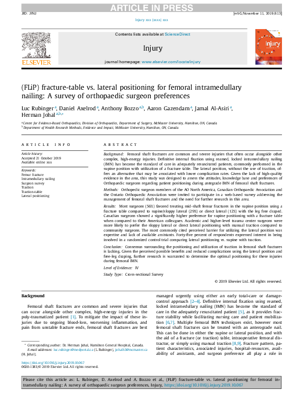 (PDF) (FLiP) fracture-table vs. lateral positioning for femoral ...