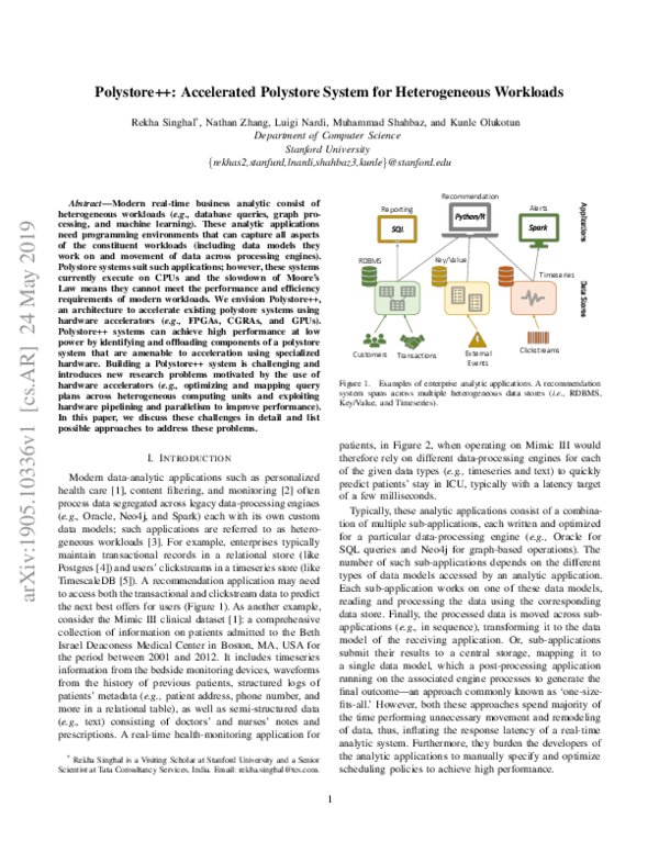 (PDF) Polystore++: Accelerated Polystore System for Heterogeneous Workloads