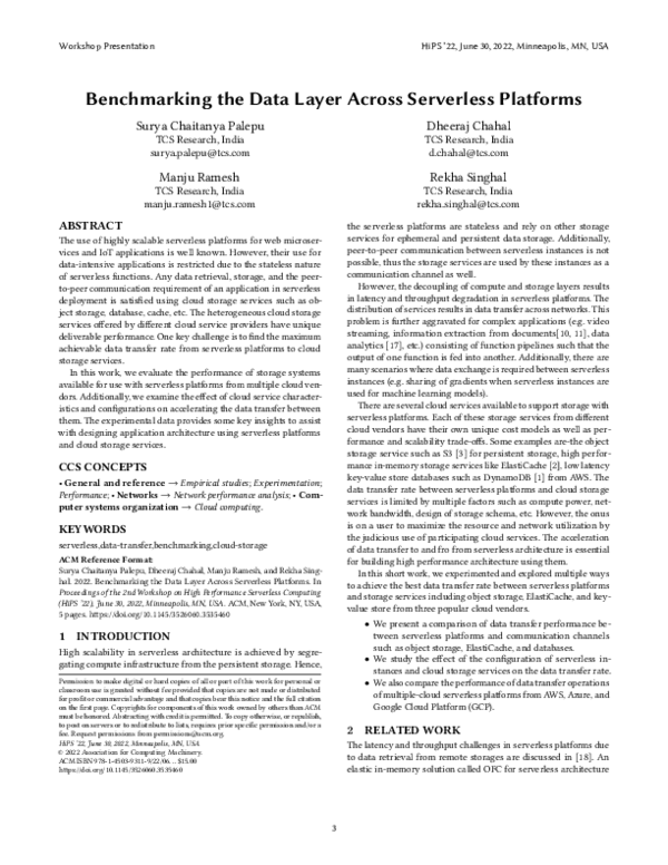 (PDF) Benchmarking the Data Layer Across Serverless Platforms