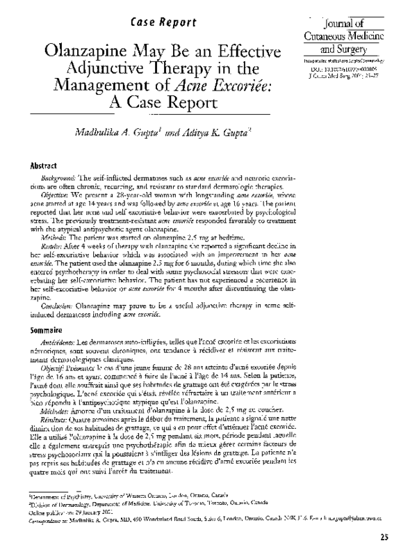 (PDF) Olanzapine for Acne Excoriée Management: Case Study