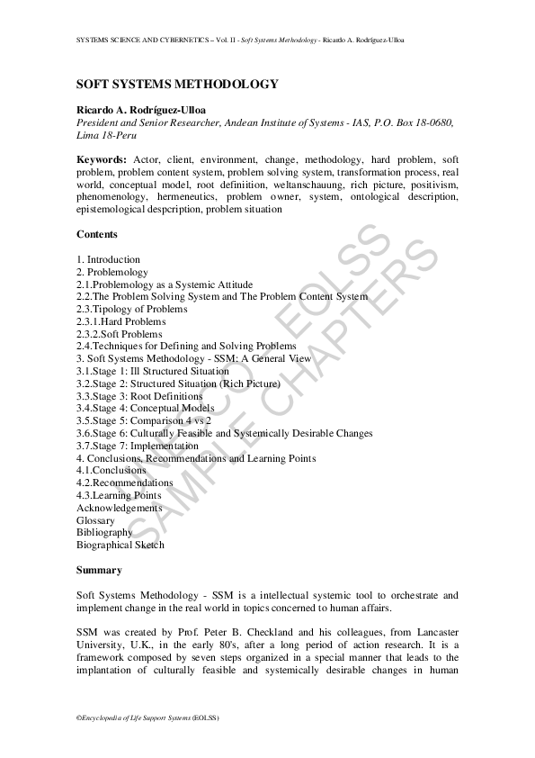 (PDF) Soft Systems Methodology