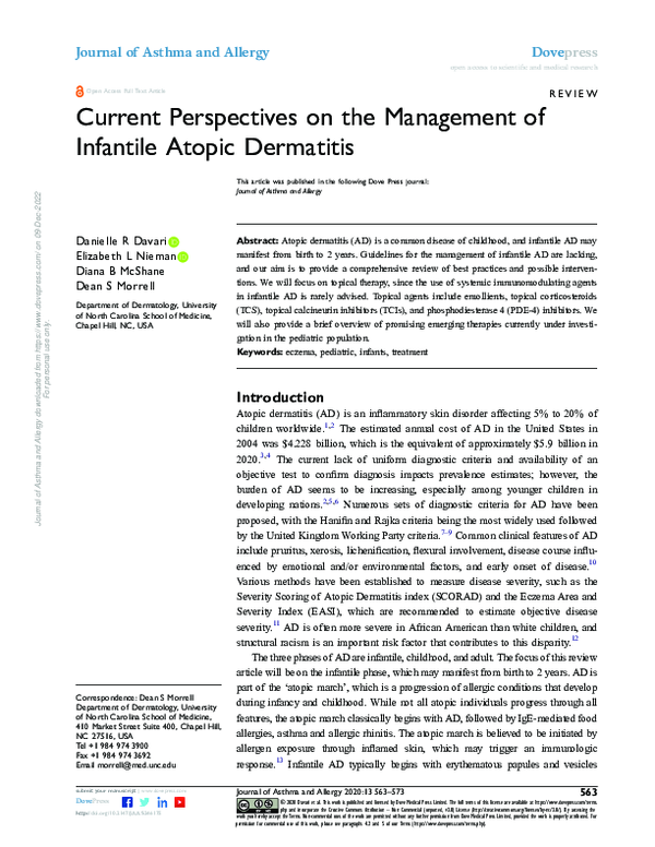 (PDF) Current Perspectives on the Management of Infantile Atopic Dermatitis