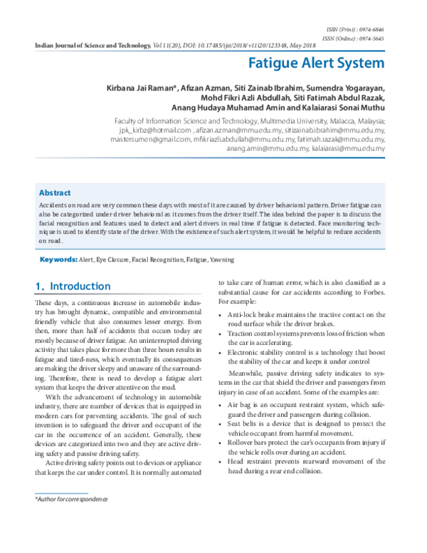 (PDF) Fatigue Alert System