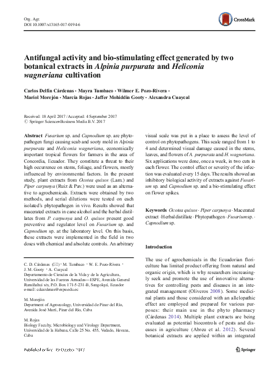 (PDF) Antifungal activity and bio-stimulating effect generated by two botanical extracts in ...