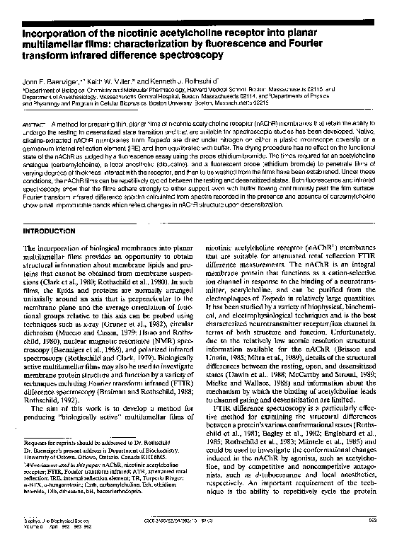 (PDF) Incorporation of the nicotinic acetylcholine receptor into planar ...