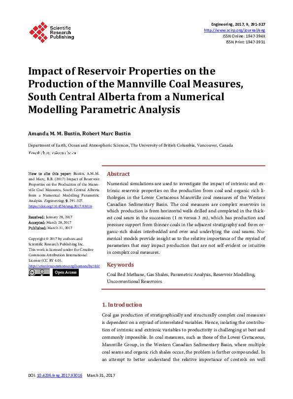 (PDF) Impact of Reservoir Properties on the Production of the Mannville ...
